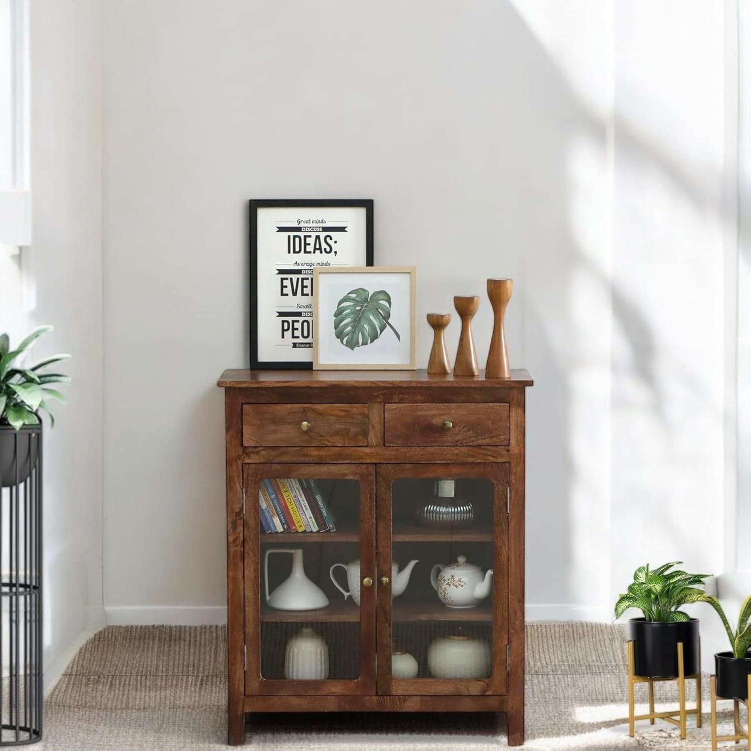 Madrid Crockery Cabinet with Drawers , Finish- Tubaq – Kraft bazaar